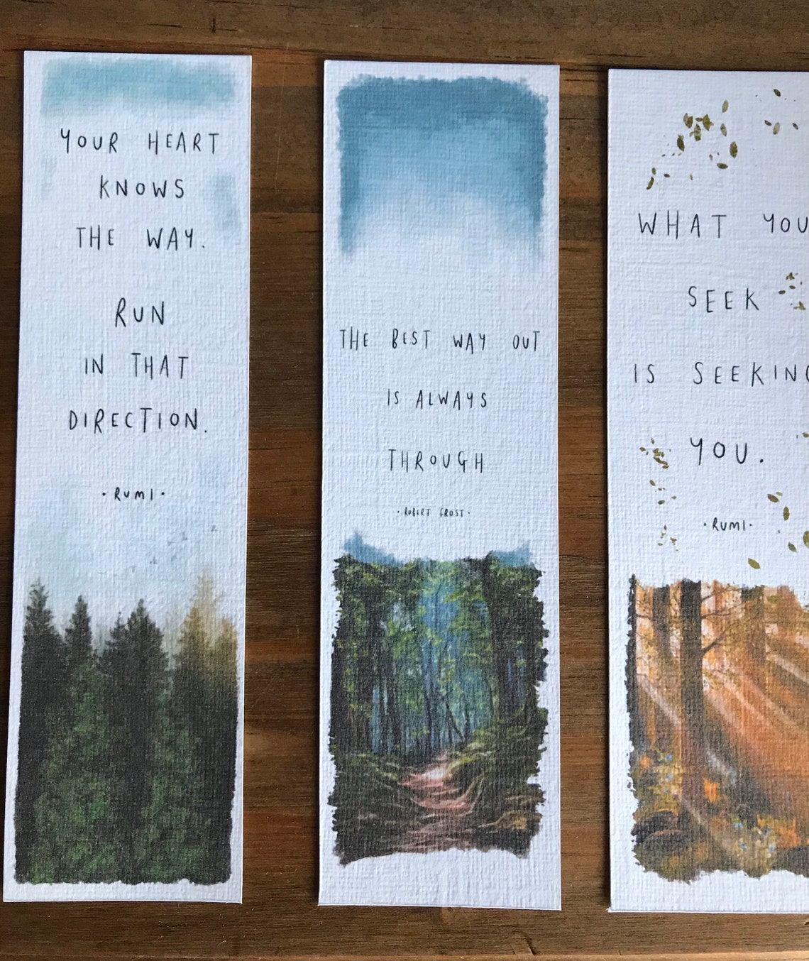 Bookmarks Set of 5 / Nature Quotes Painting Drawing Gift For | Etsy