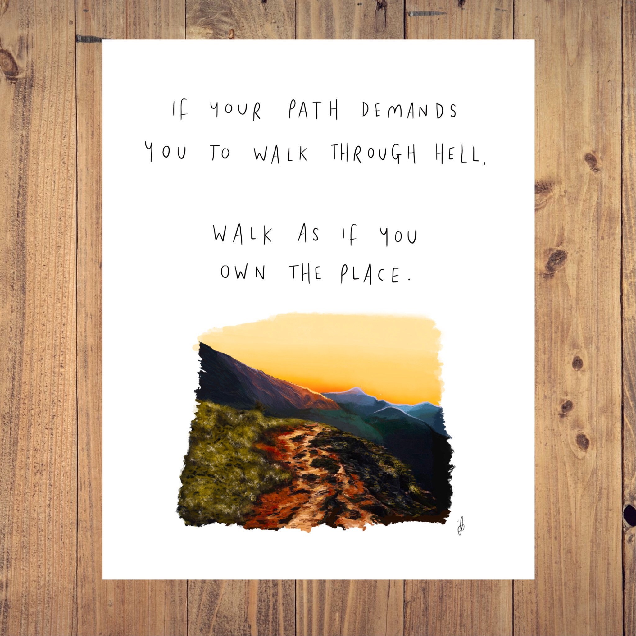 Walk Through Fire / Art Drawing Quote Print Poster Nature | Etsy
