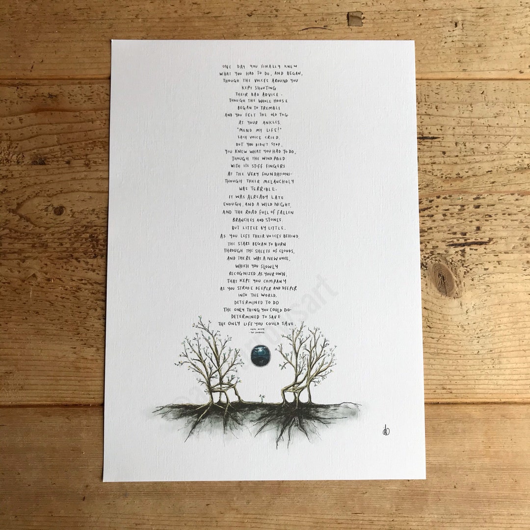 The Journey by Mary Oliver / Art Drawing Painting Nature Trees Print ...