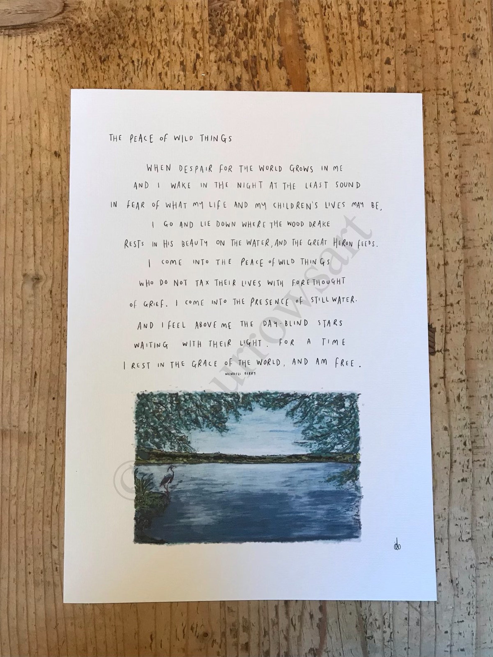 The Peace of Wild Things by Wendell Berry / Art Print Drawing - Etsy UK