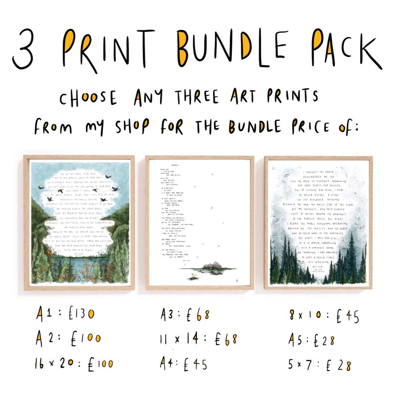 3 Print Bundle Package / Art Print Poster Drawing Painting | Etsy
