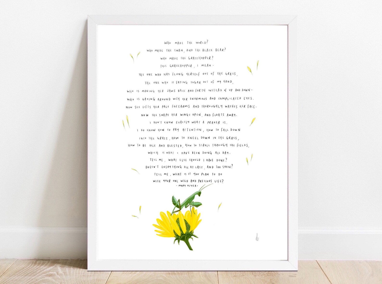 Summers Day by Mary Oliver / Grasshopper / Wild Precious Life | Etsy