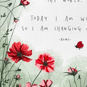 Yesterday I Was Clever Wise by Rumi / Quote Art Print Poster Drawing ...