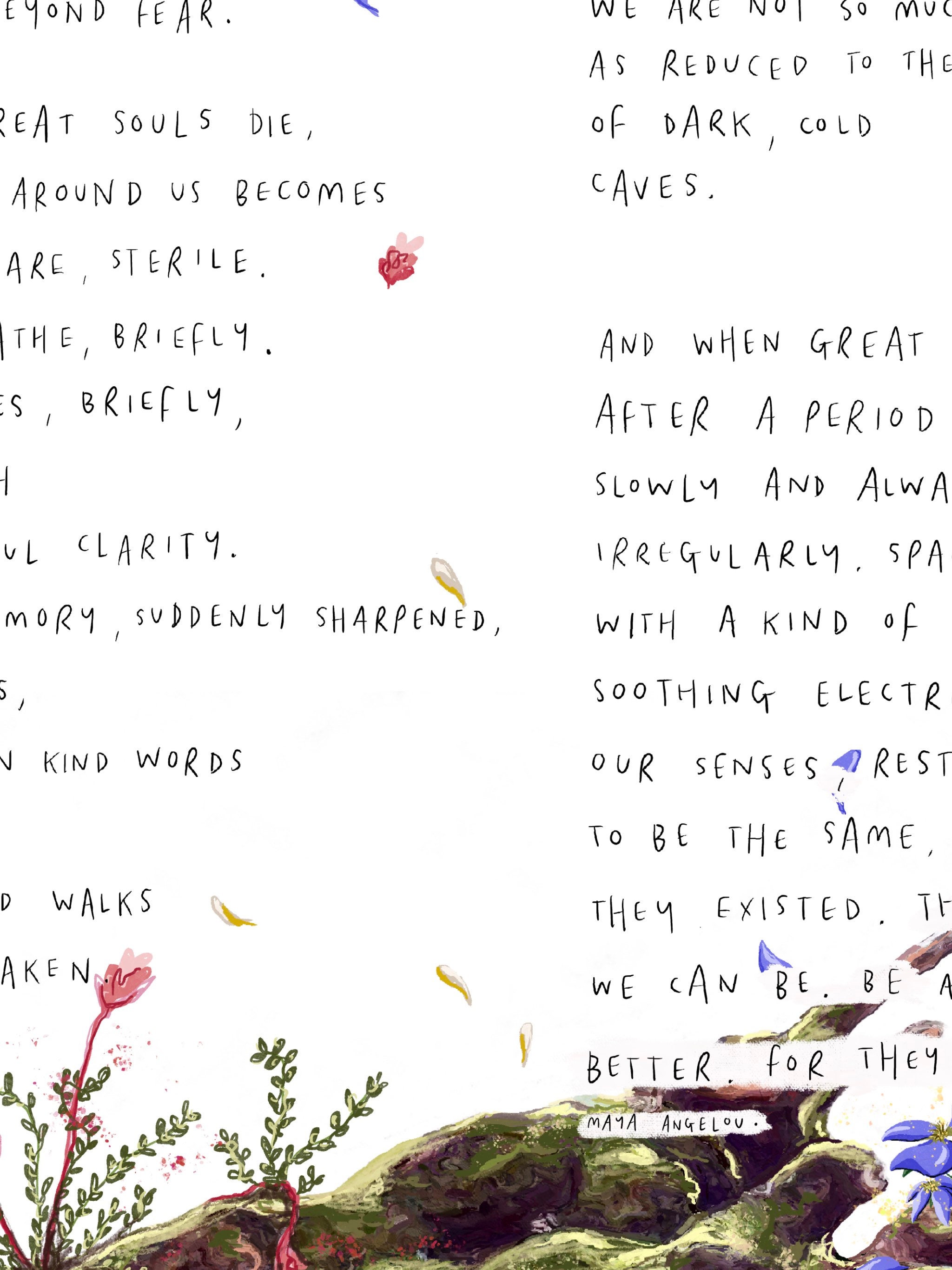 When Great Trees Fall by Maya Angelou / Art Print Drawing - Etsy UK