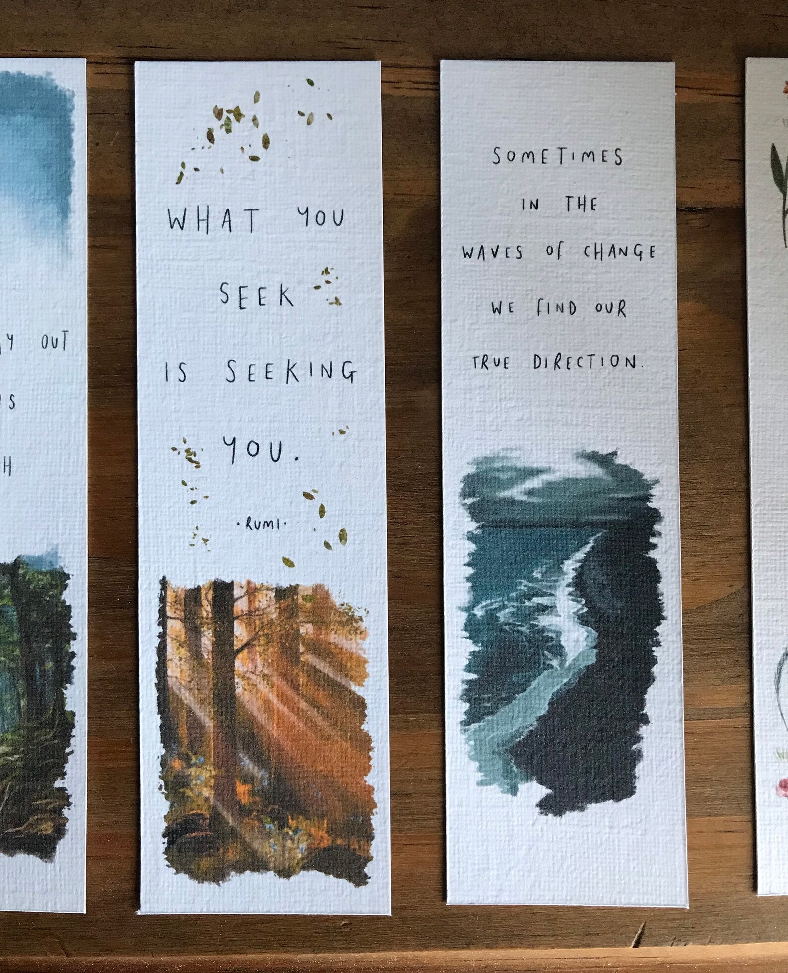 Bookmarks Set of 5 / Nature Quotes Painting Drawing Gift for - Etsy UK