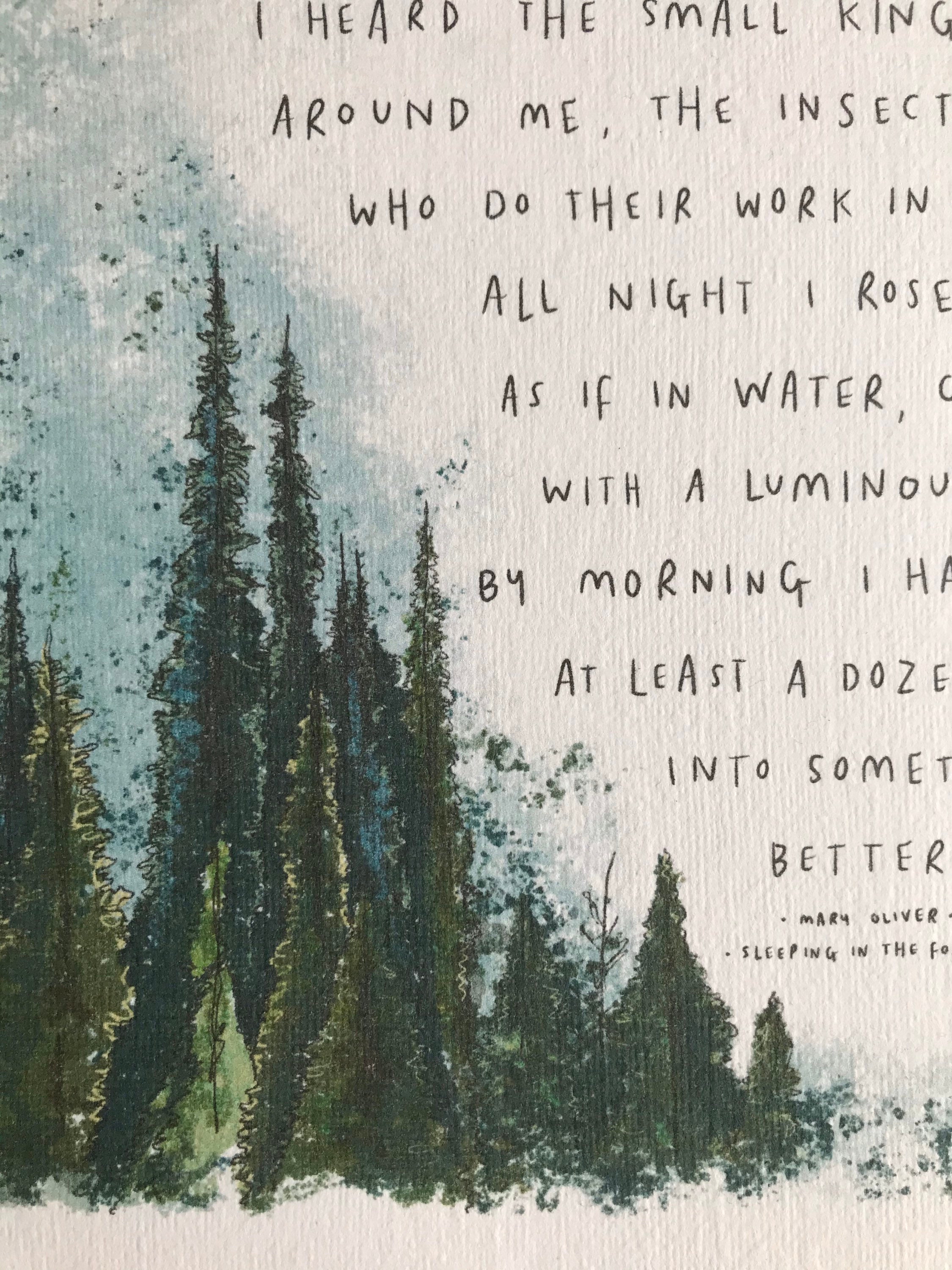 Sleeping in the Forest by Mary Oliver / Pine Trees Forest | Etsy