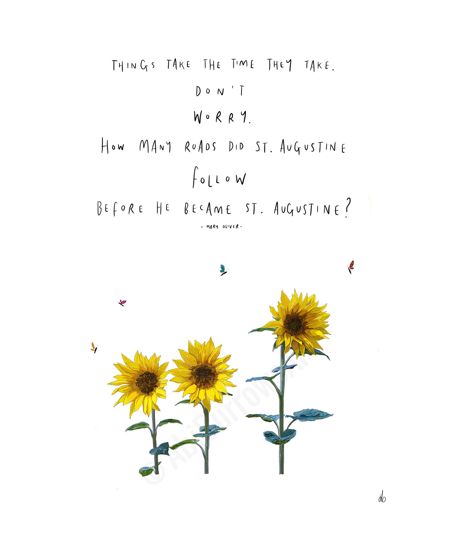 Dont Worry by Mary Oliver / Poem Art Print Drawing - Etsy UK