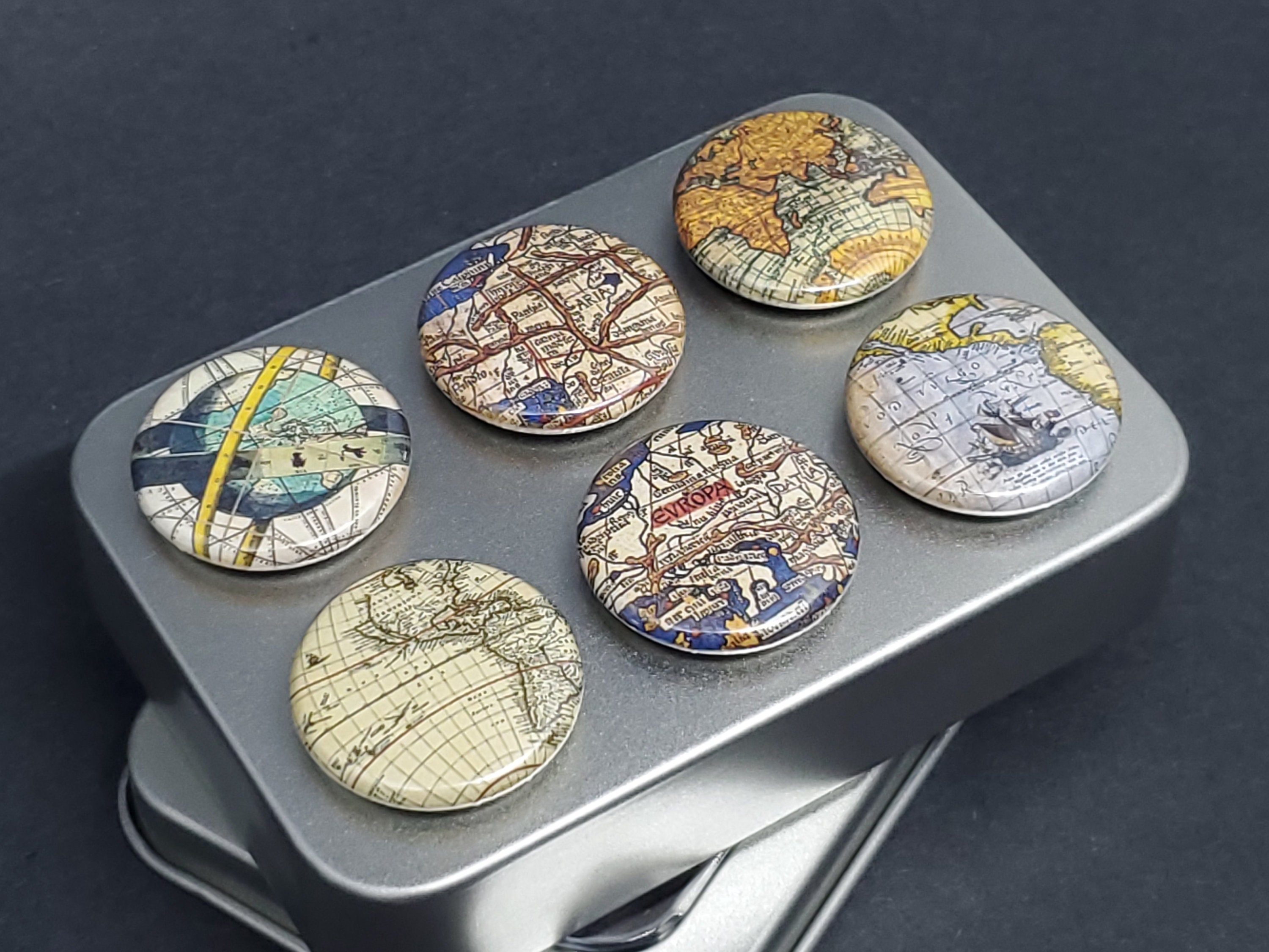 Vintage Map 1 Magnet or Pin Back Button Set - Etsy