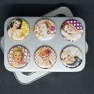 Pin up Girls 1 Magnet or Pin Back Button Set dots - Etsy