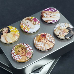 Pin up Girls 1 Magnet or Pin Back Button Set dots - Etsy