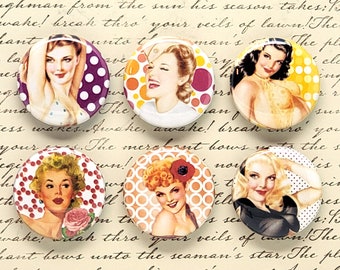 Pin up Girls 1 Magnet or Pin Back Button Set | Etsy
