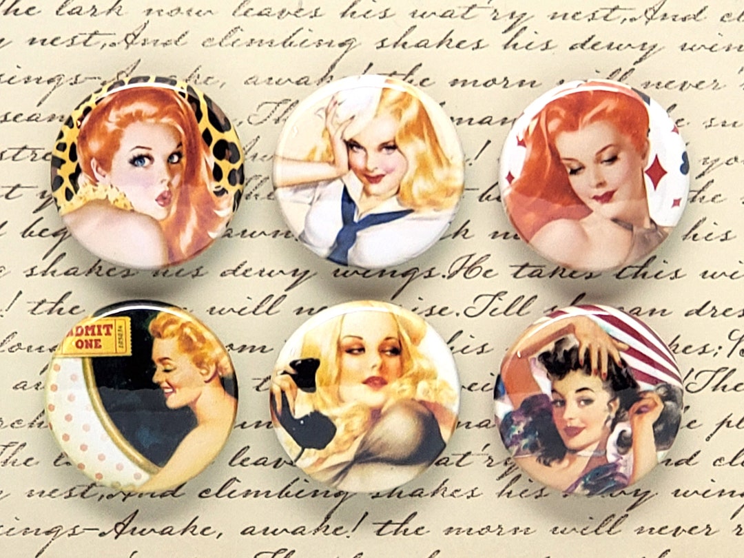 Pin up Girls 1 Magnet or Pin Back Button Set - Etsy