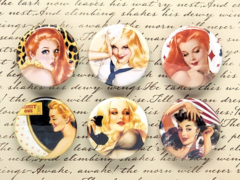 Pin up Girls 1 Magnet or Pin Back Button Set - Etsy
