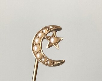 Antique Moon Stick Pin - Etsy