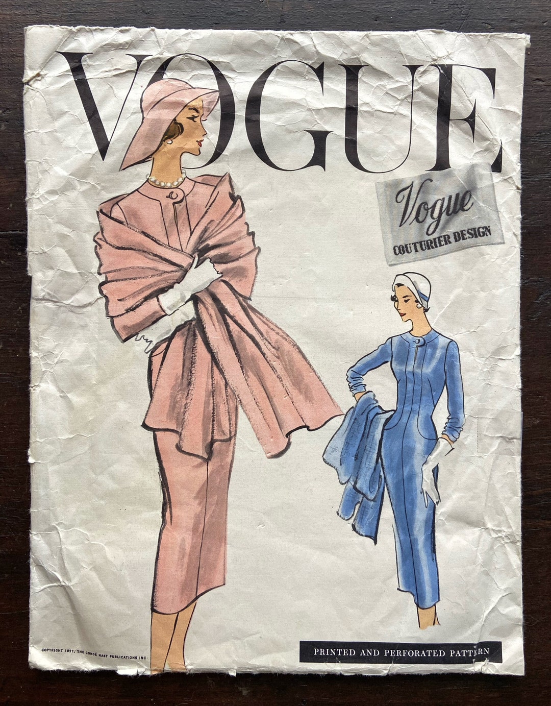 1957 Vogue Couturier Design Original Pattern 971, With Label, Dress and ...