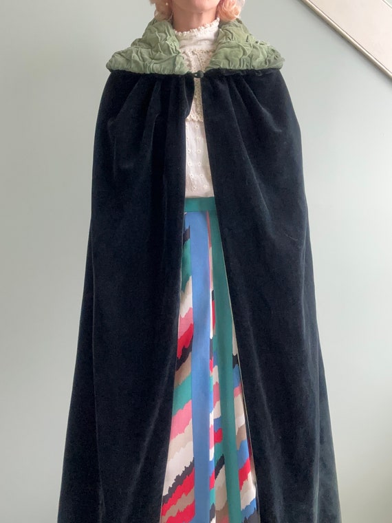 Antique 1920s 1930s Reversible Velvet Opera Cape Coat - Gem