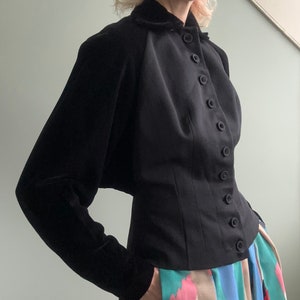 Vintage 1940s Designer Velvet Batwing Sleeve Jacket, Samuel Mintz ...