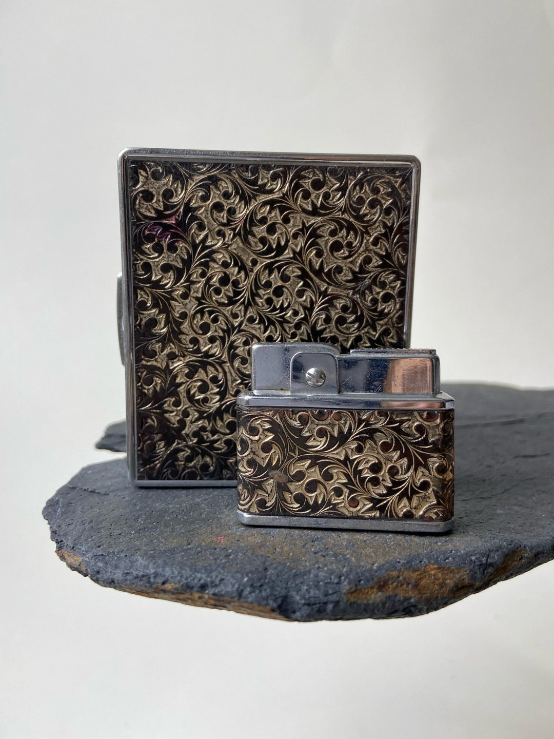 Vintage 1950s Compact and Auer Lighter Set, Ronson Fuel Lighter - Etsy