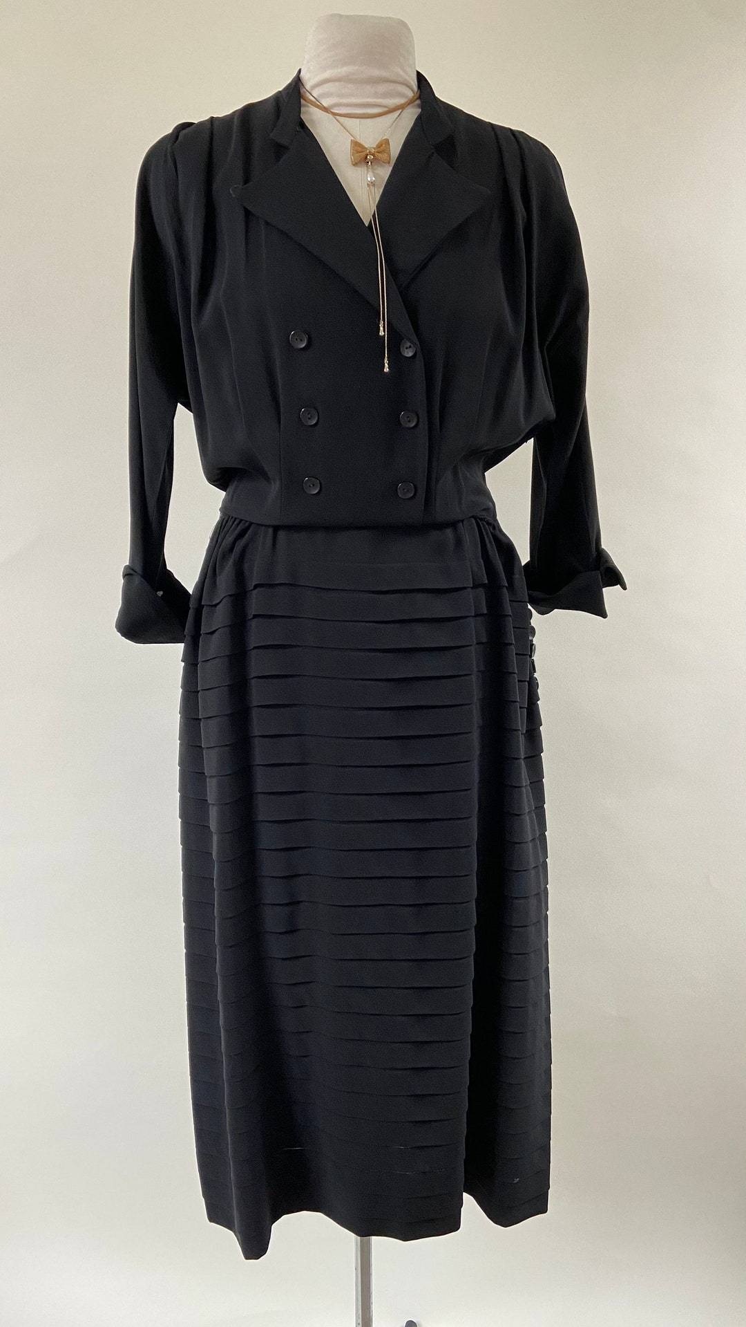 Vintage 1940s Horizontal Pleat Shirtwaist Dress, S/M - Etsy