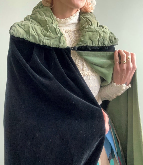 Antique 1920s 1930s Reversible Velvet Opera Cape Coat - Gem