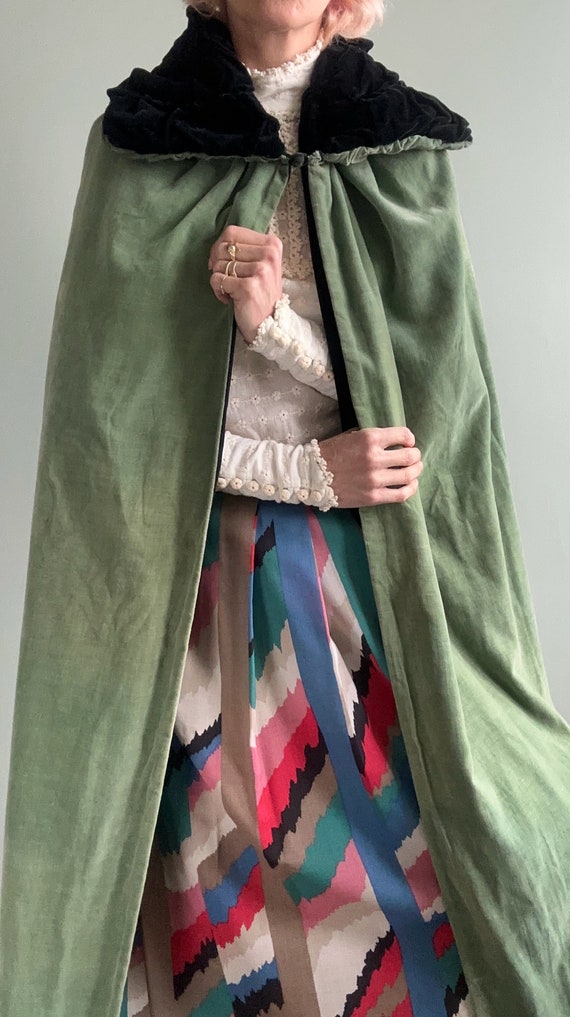 Antique 1920s 1930s Reversible Velvet Opera Cape Coat - Gem