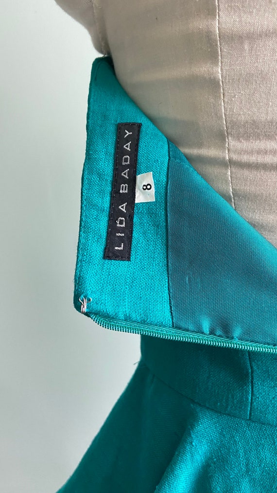 Vintage Lida Baday, Strapless Linen Dress, Peplum, Si… - Gem