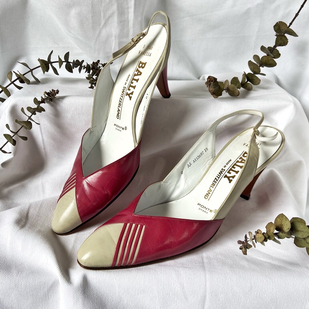 Vintage 1980s BALLY Leather Slingback Heels, Size 9.5AA - Etsy