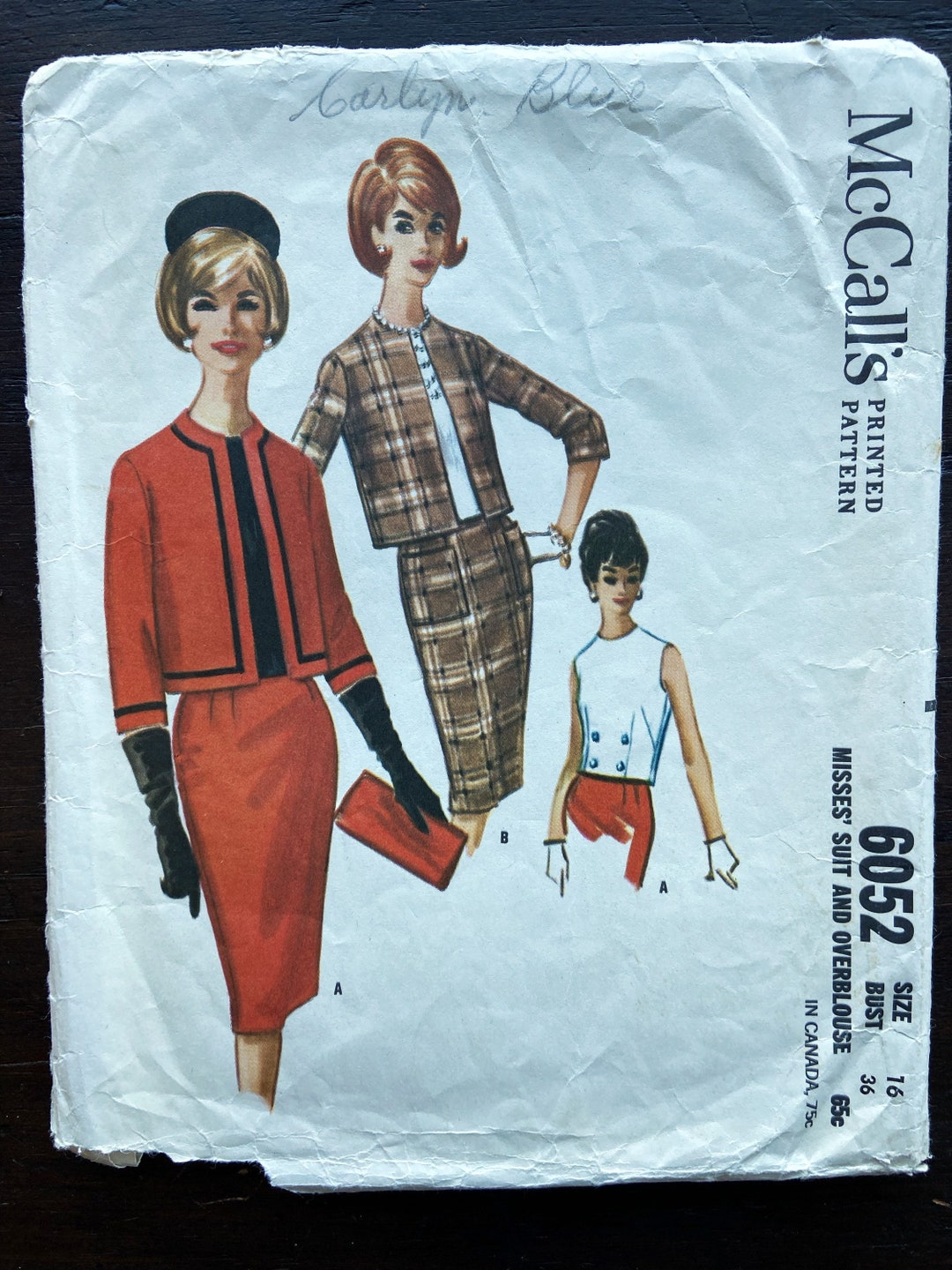 Original 1961 Mccall's Printed Sewing Pattern 6052, Suit and Blouse ...