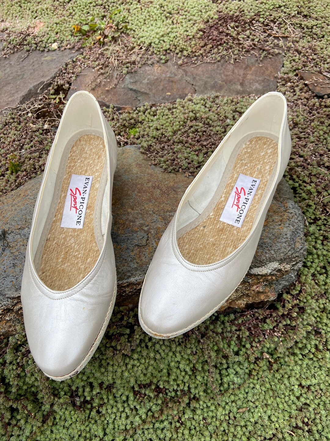Vintage 1980s Silver Leather Flats, Size US 8 - Etsy