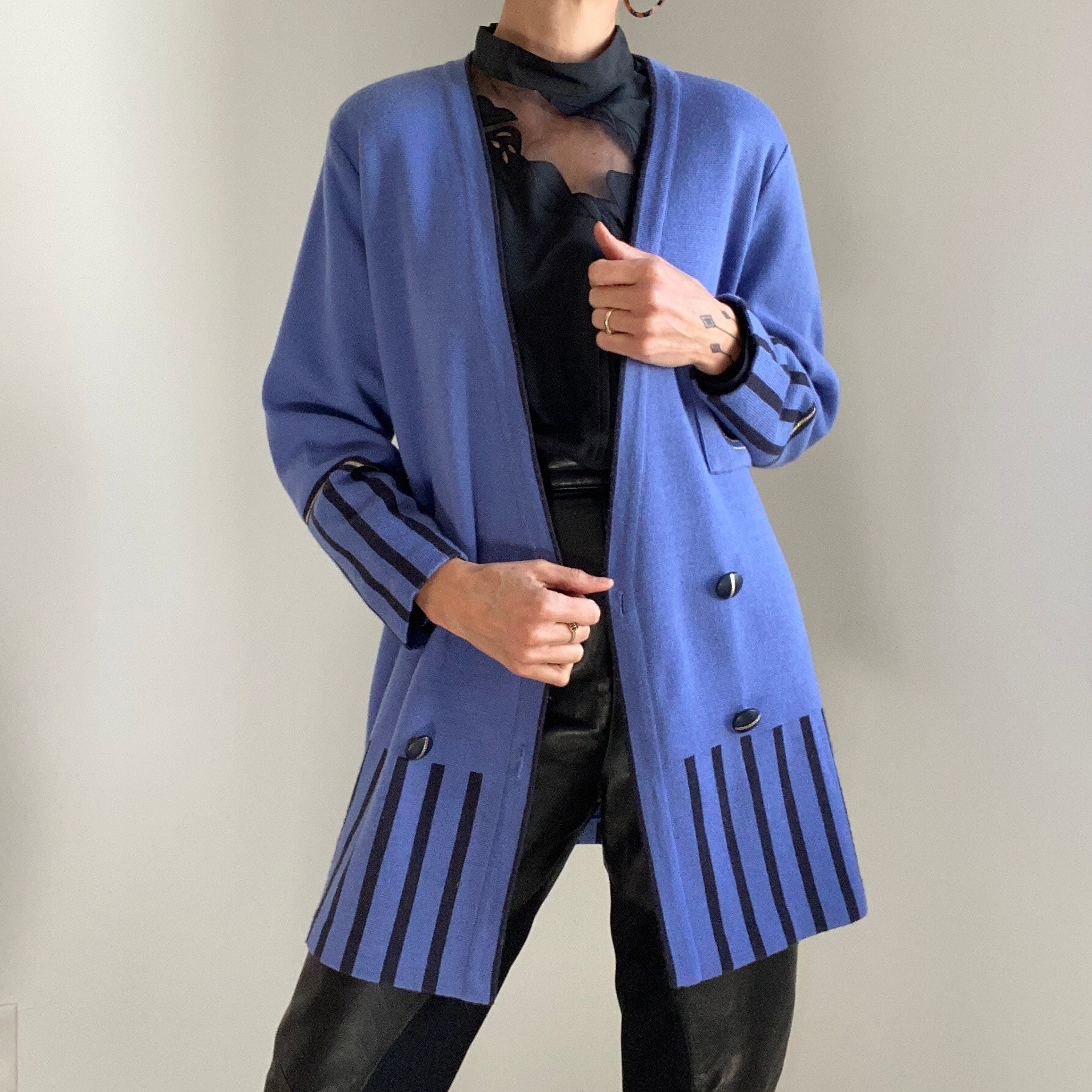 Vintage 1980s Jacques Vert Deep V Cardigan With Insignia, Medium - Etsy
