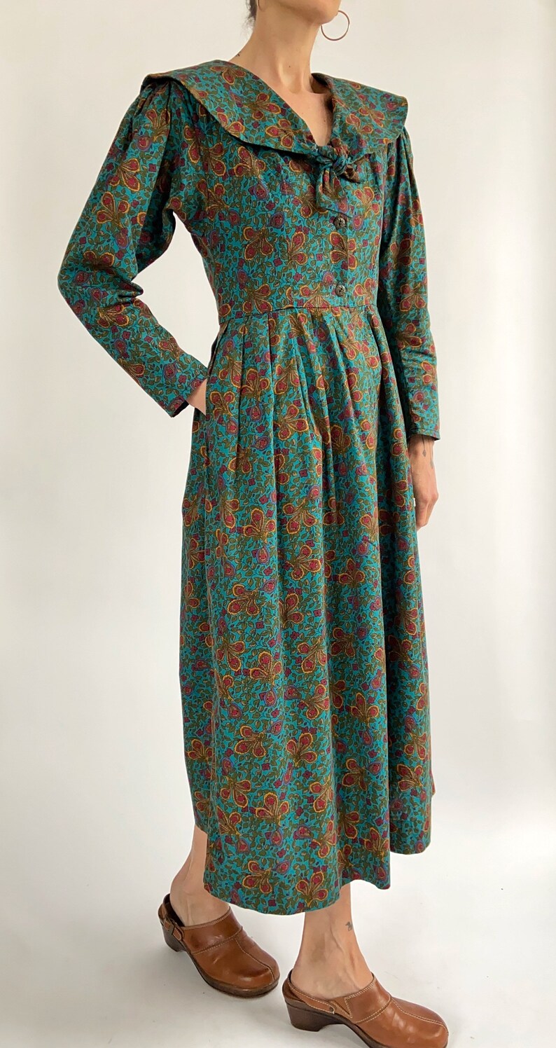 Vintage 1980s Puritan Collar Dress Floral Dress Suttles and - Etsy