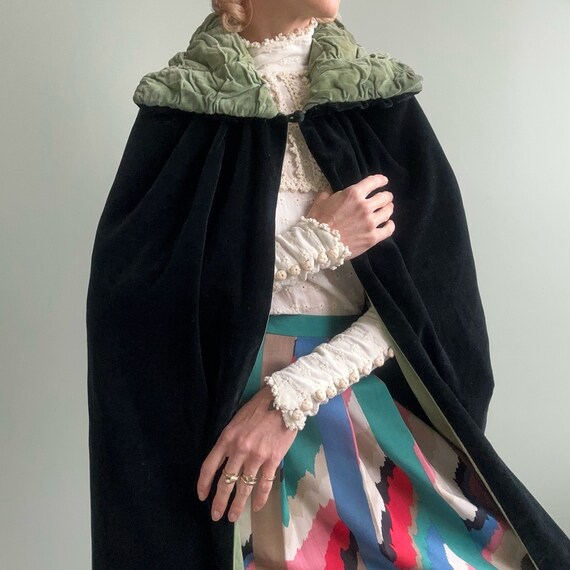 Antique 1920s 1930s Reversible Velvet Opera Cape Coat - Gem