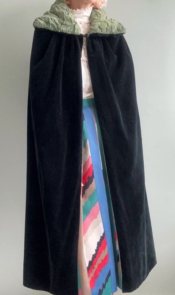 Antique 1920s 1930s Reversible Velvet Opera Cape Coat - Gem