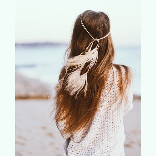 Boho Feather Headband Bohemian Headband Feather Headpiece Etsy