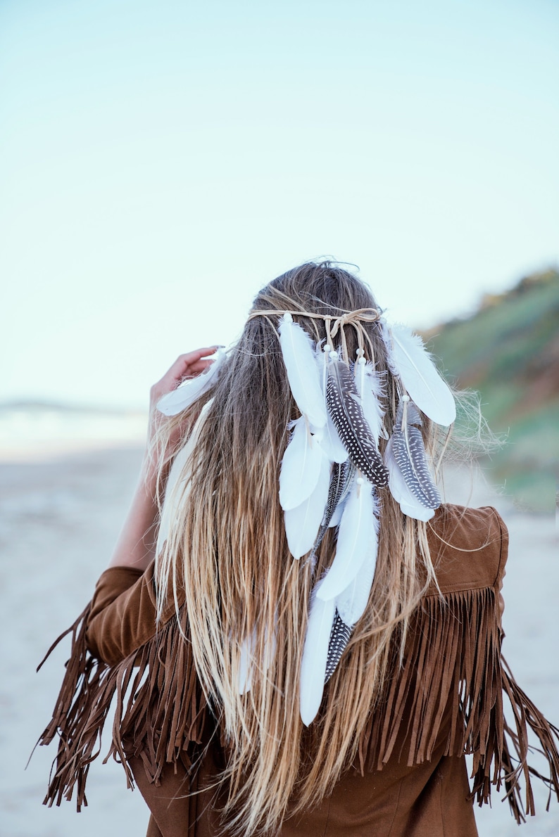 Feather Headpiece Feather Headband Boho Bohemian Wedding Hair Jewelry