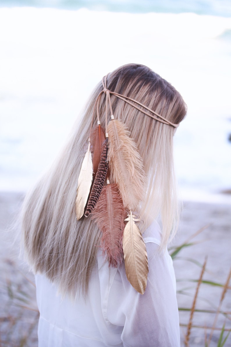Feather Headband Boho Headband Feather Hair Jewelry Beach Jewelry Boho ...