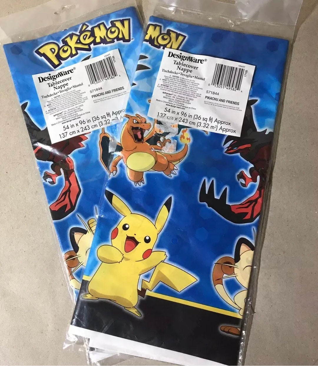 Designware Pokemon Pikachu & Friends Plastic Tablecloth 2pc Lot 54x96 ...