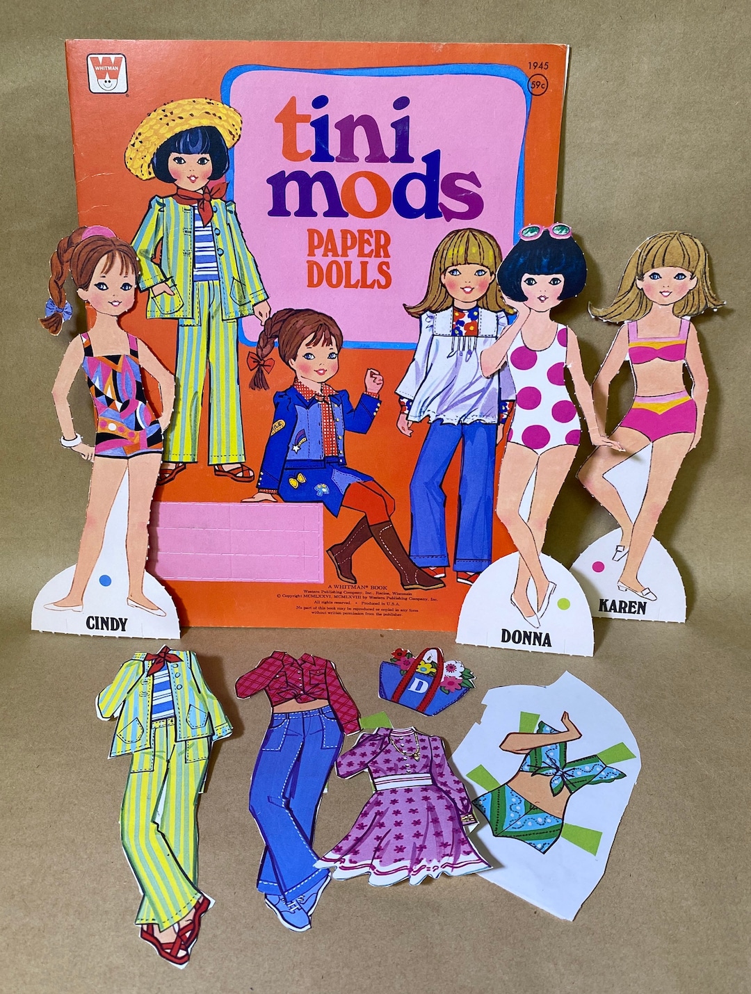Vintage 1976 Withman Book Tini Mods Papierpuppensatz - 5 ungeschnittene ...