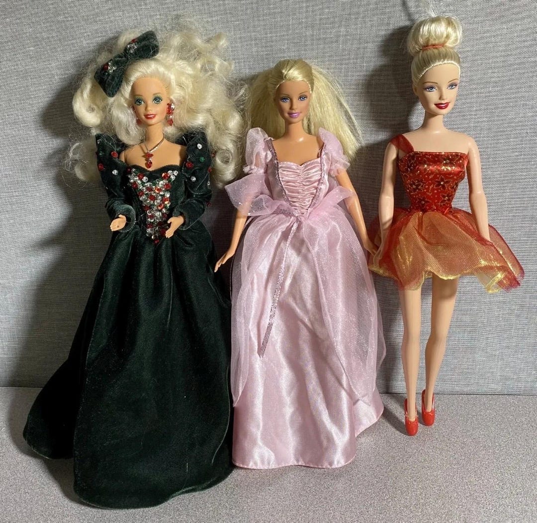 Vintage 90s Mattel Barbie Doll Lot 1991 Holiday Barbie, Princess ...