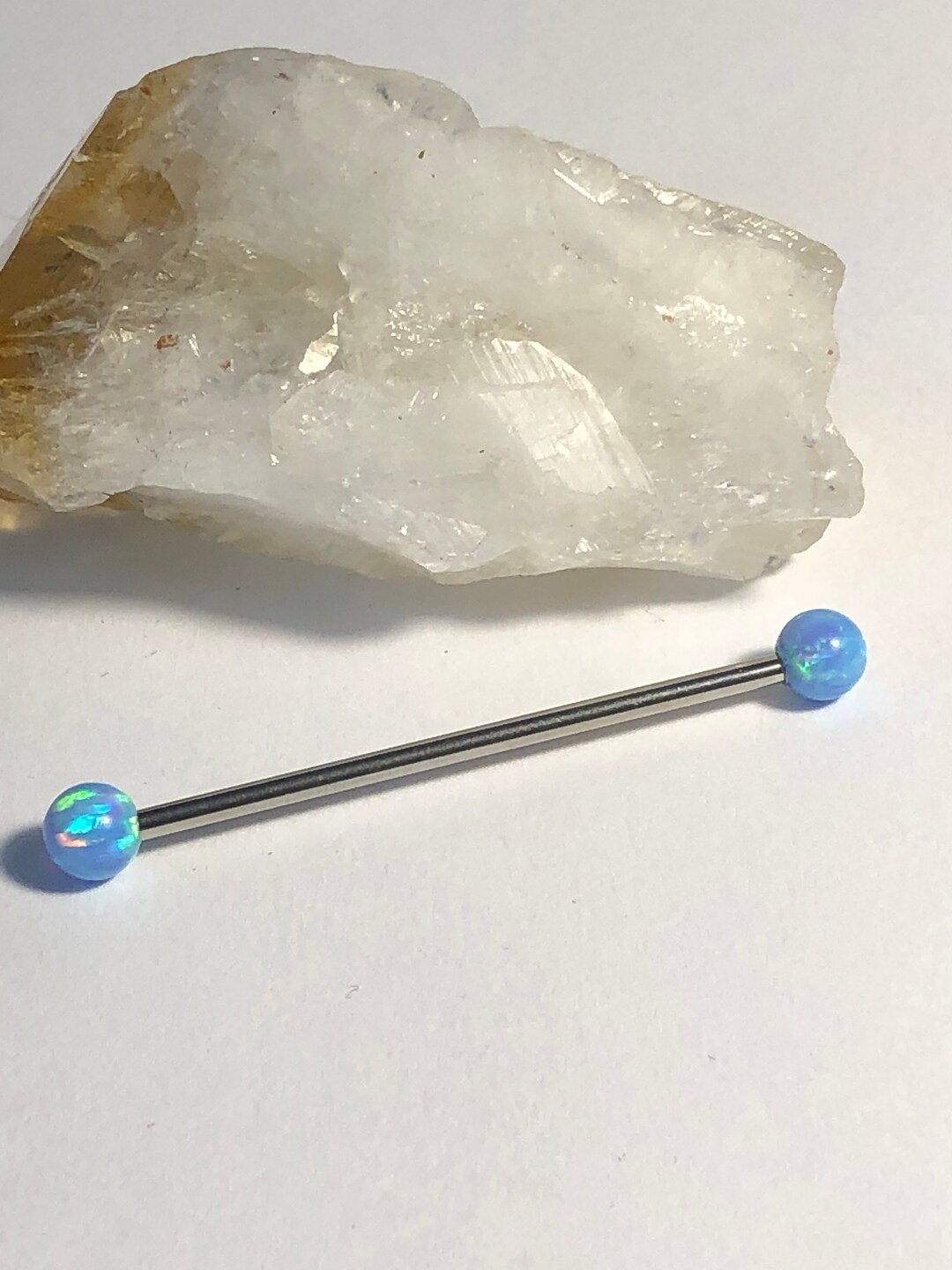1 X 316L Surgical Steel Industrial Scaffold Bar With Blue Opal - Etsy