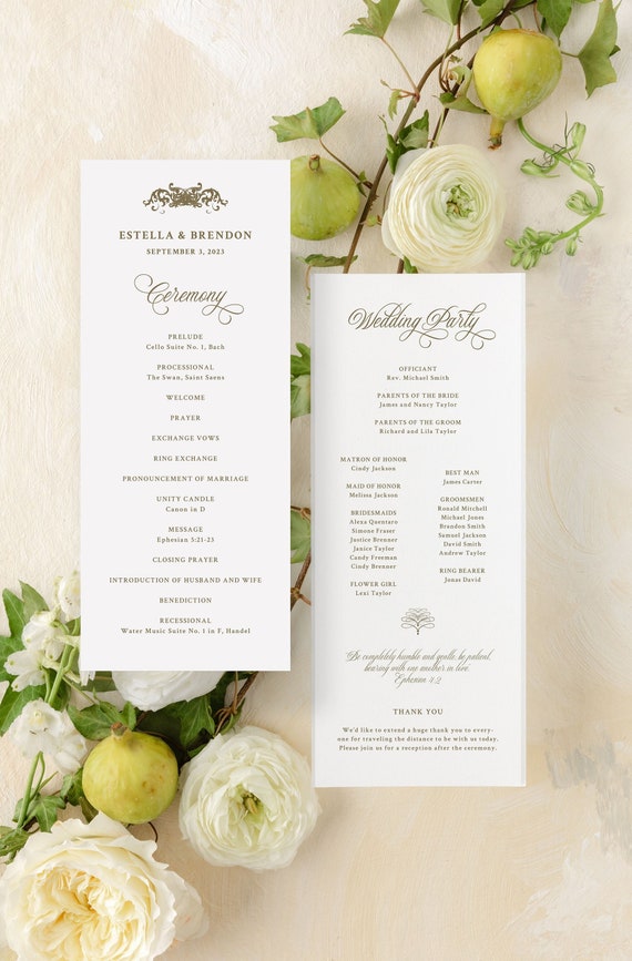 Elegant Wedding Program | Royal Court by Elmwood Paperie | Catch My Party