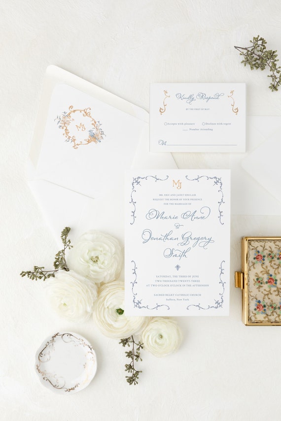 French Wedding Invitation Elegant Wedding | Marie by Elmwood Paperie ...