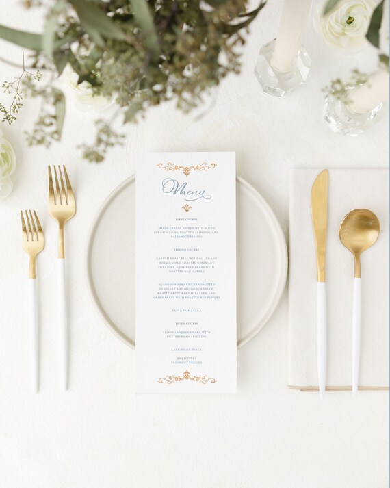 French Wedding Menu