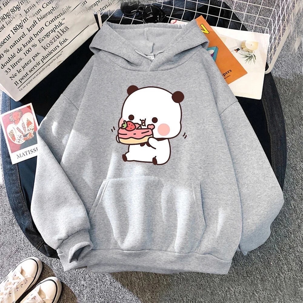 Valentines Day Gift for Her Panda Bubu Dudu Eating Cake Hoodie for ...