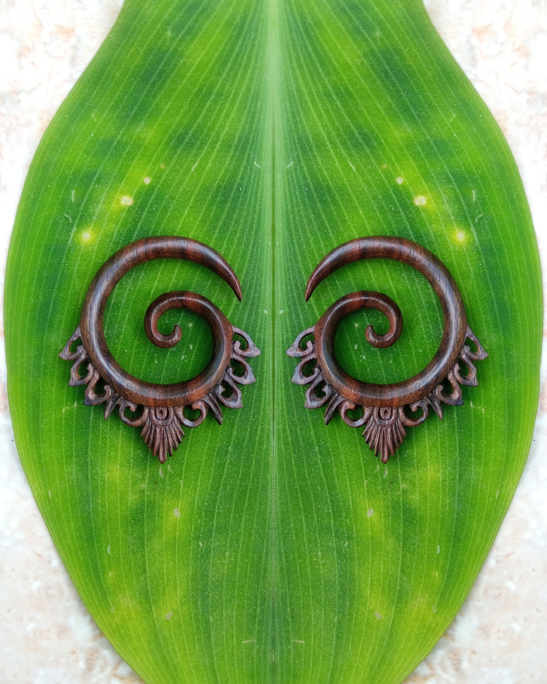 Gauge Earrings Wood Spiral Gauge Earrings Hanger Wood Gauge Earrings ...