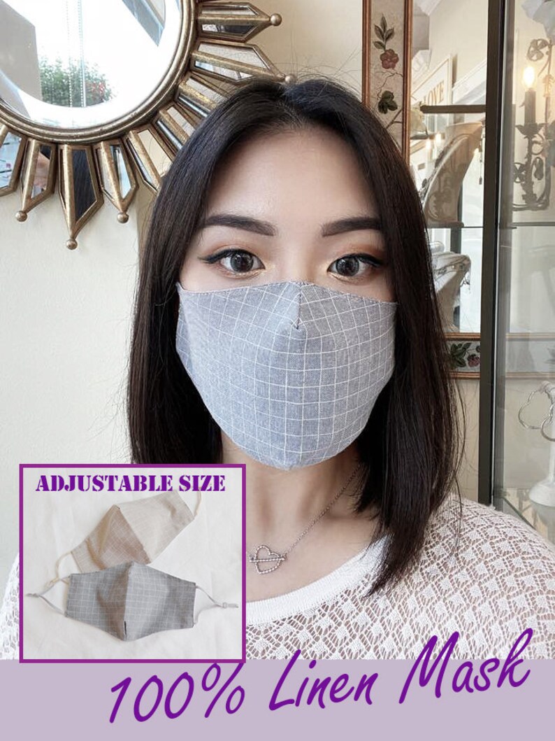BUY 5 GET 1 FREE Easy Breathe Mask Linen Plaid Face Mask | Etsy