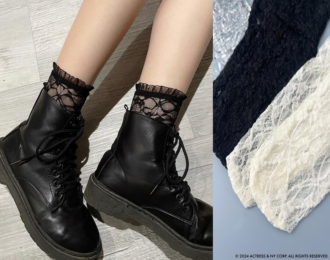 Women's Sheer Mesh Socks, Flower Eyelash Lace Socks, Nylon Socks, Tulle ...