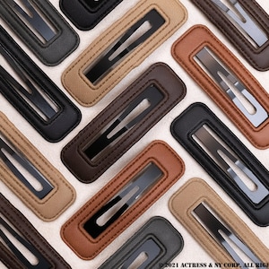 2pcs SET Leather Hair Clips, Large Snap Clips, Hair Clips for Thick and ...