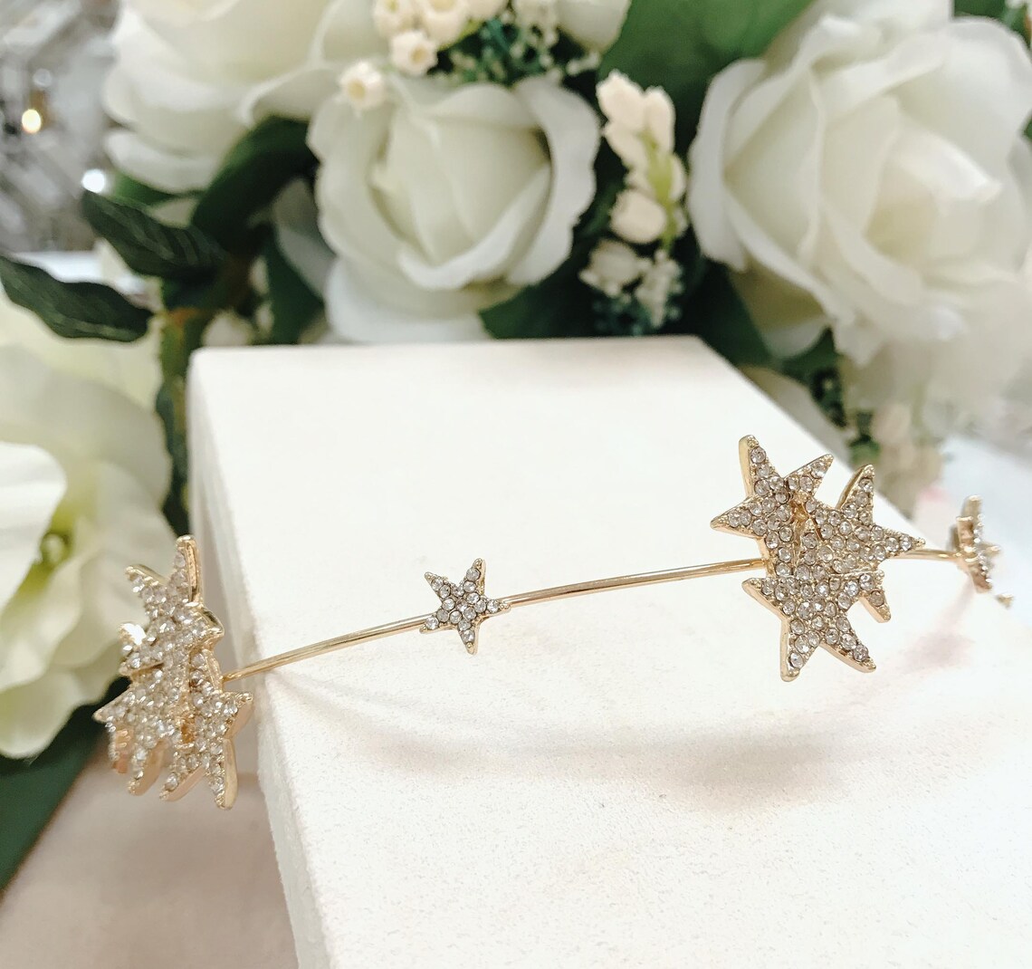 Star Headband Gold Crystal Headband Bridal Headband Bridal | Etsy