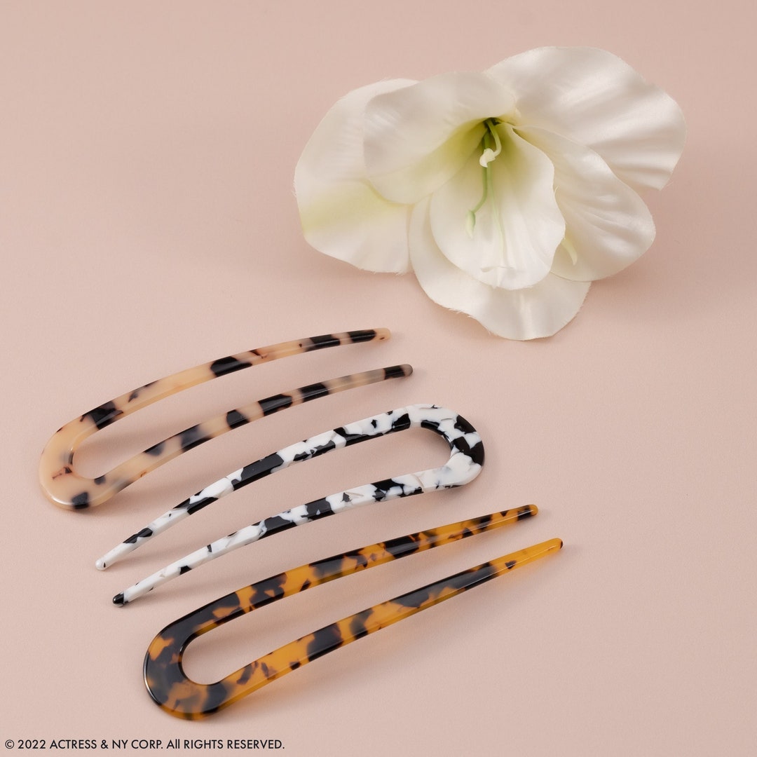Tortoise Shell Hair Stick, Acetate Marble U Hair Pin, Bun Holder, Hair ...